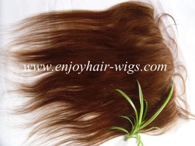 China Peruvian virgin remy hair lace frontal 13''x4'' ,6# color straight  hair 10''-24''length for sale