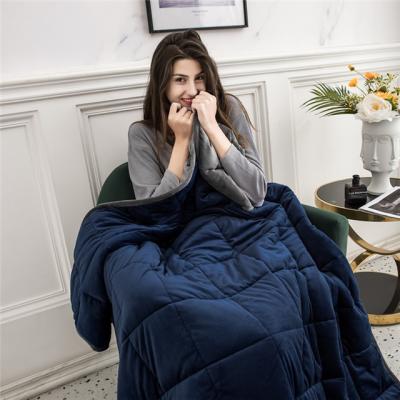 Cina Adult Children Blue Sensory Customized Weighted Blanket Glass Beads Knit Weighted Blanket in vendita