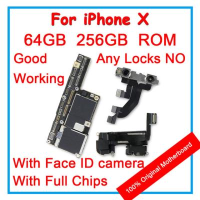 China For iPhone X 10 100% Unlocked Original Motherboard With Face ID 64GB 256GB IOS Logic board With Full Chips Mainboard For for sale