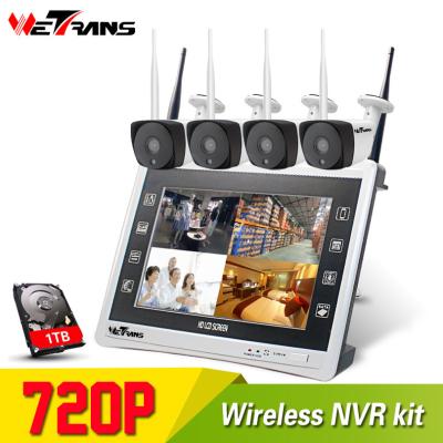 China Home Security CCTV System 4CH Wireless NVR 11 Inch LCD Display Night Vision Wifi Outdoor 1MP 720P HD Surveillance Camera for sale