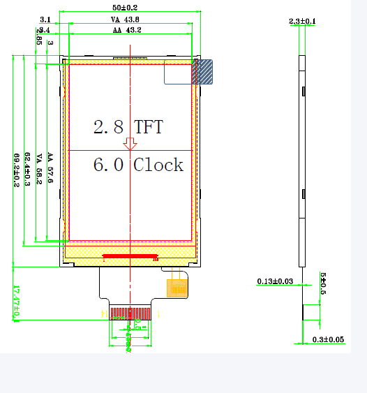2.8 inch LCD module structure diagram