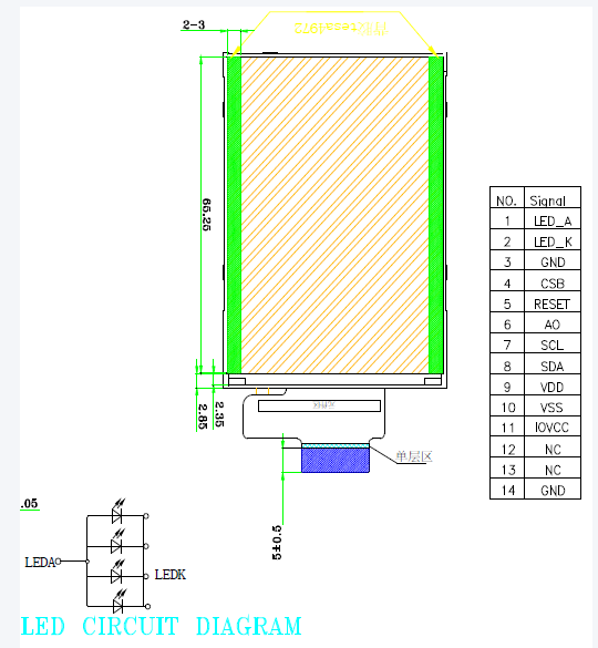 2.8 inch LCD module technical diagram