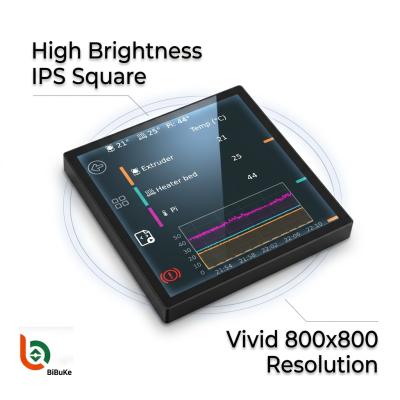 China 7.6-Inch High Brightness 1000 cd/m² IPS Square TFT LCD Display with 800x800 Resolution and MIPI Interface for sale