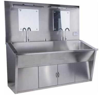 China 2400mm Two Position Hospital Scrub Sink , Hospital Hand Washing Sink 1.5mm for sale