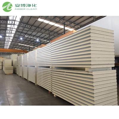China AMBER Double Steel Cleanroom 50mm Insulated Sandwich PU Panel for sale