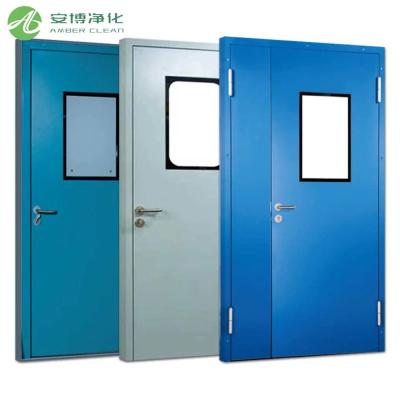 China Custom Air Tight Swing Door Mediacl Steel Clean Door with Viewing Window for sale