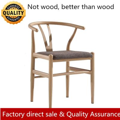 China Y shape backrest metal chair traditional metal dining chair vintage new design wood-like restaurant hotel metal chair for sale