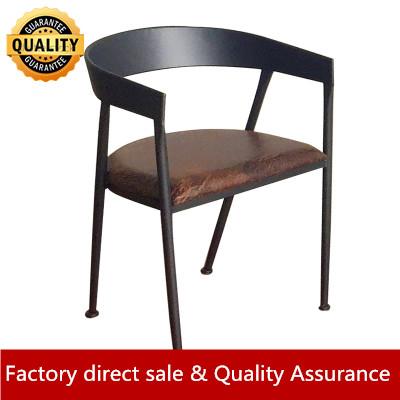 China Loft Metal arm chair leather soft cushion metal chair for restaurant bar new design industrial stylel metal arm chair for sale