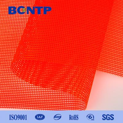 China PVC Mesh Fabric PVC Vinyl Coated Polyester Mesh Fabric In Rolls Fluorescent Orange mesh fabric for sale