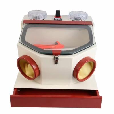 China Large Window Twin Pen Dental Sandblaster With Drawer Powerful Dental Lab Equipment for sale
