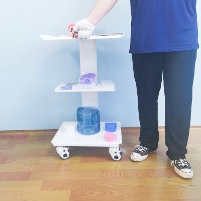China Portable Dental Trolley Multifunctional Mobile 3 Layers Shelf Metal Mobile Cart White Color Dental Tool Trolley for sale