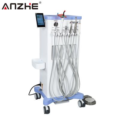 China Portable Mobile Dental Unit with Built In Air Compressor Woodpecker Ultrasonic Scaler LED Curing Light High Speed and Low Speed Handpieces for Dental Clinics for sale