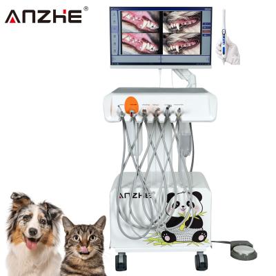 China Factory Direct Portable Veterinary Dental Unit with HD Oral Camera and 23.8 Inch Touchscreen All In One Computer Built In Air Compressor Scaler Curing Light for Animal Dental Clinics for sale