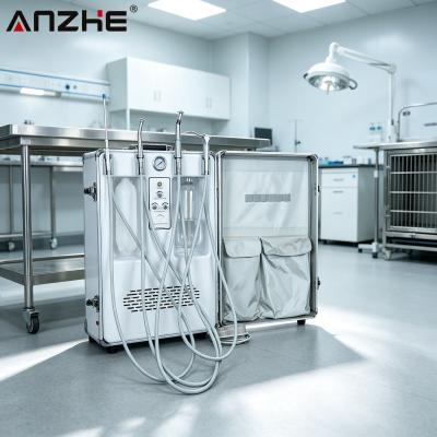China ANZHE Dental Unit Suitcase Top Configuration Mobile Dental Unit with Built in 550W Air Compressor for Dental and Vet Clinic for sale