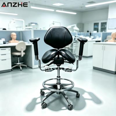 China Ergonomic Split Saddle Medical Stool Adjustable Doctor Chair with Custom Leather Upholstery for Dental Veterinary Clinic for sale