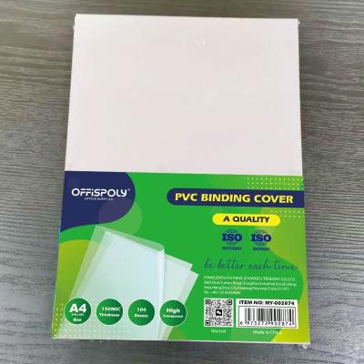 China Offsipoly 150mic Thickness A4 Size Transparent Clear PVC Binding Cover for Professional Document Protection for sale