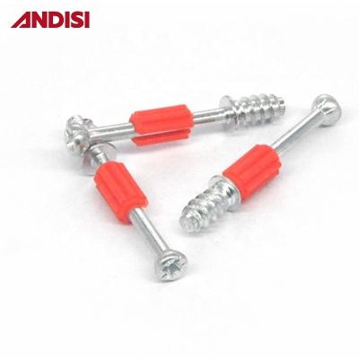 Cina Mini Fix Furniture Bolt di connessione con finitura rossa placcata in zinco e lunghezza 11 mm Parte B in vendita