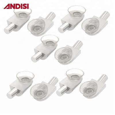 China Nickelgeplatte zinklegeringsglasplankclamperbeugel voor 5/6 mm glasplanksteun Te koop