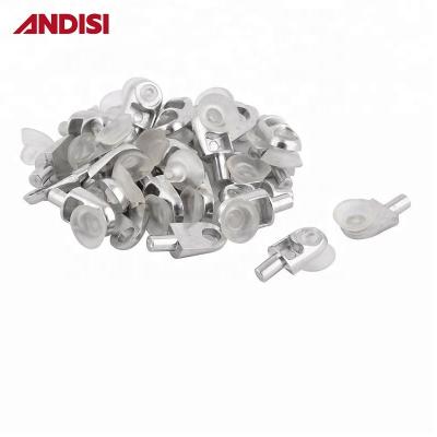 China Nickelgeplatte zinklegeringsglasplankclamperbeugel voor 5/6 mm glasplanksteun Te koop