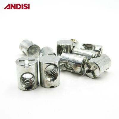 China Furniture M6 M8 Cross Head Phillips Drive Embedded Barrel Nut with Zinc Plated Finish for sale