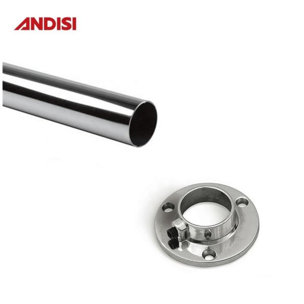Quality Furniture Wardrobe Pipe Bracket Holder 30mm Chrome Round Closet Rod Support for sale