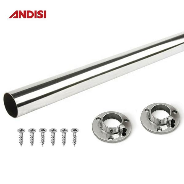 Quality Furniture Wardrobe Pipe Bracket Holder 30mm Chrome Round Closet Rod Support for sale
