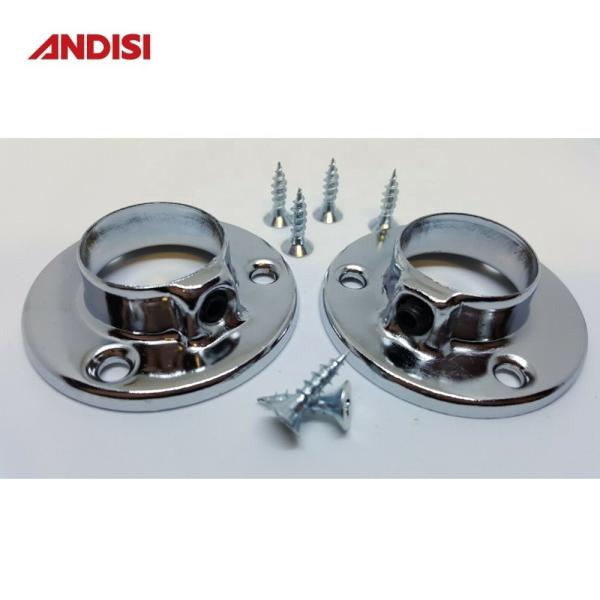 Quality Furniture Hardware Wardrobe Pole Flanges for Clothes Rail End Bracket Closet Rod for sale