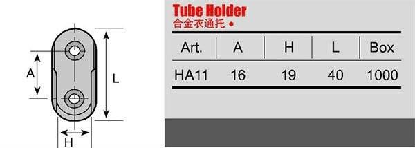 Quality Length 44mm Zinc Alloy Wardrobe Fittings for 30x15mm Oval Tube Oval Pipe Support for sale