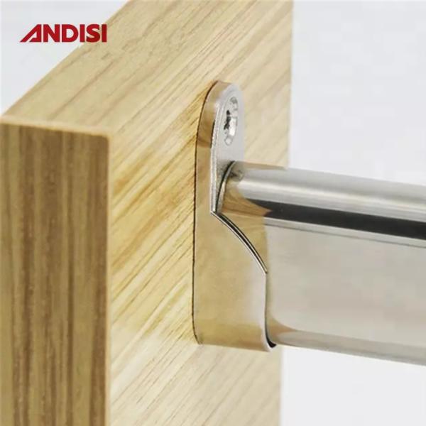 Quality 44mm Zinc Alloy Clothes Rail Holder for Wardrobe Cabinet Oval Pipe Tube End for sale