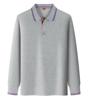 中国 長い袖のTシャツの上限の折りえりのポロ シャツは綿をとかした 販売のため
