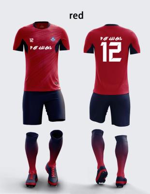 Cina Il materiale di alta qualità del poliestere a buon mercato accettare gli uomini uniformi di calcio su ordinazione ha fissato il calcio uniforme dell'arbitro in vendita