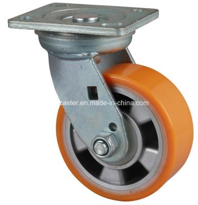 中国 450kg 負荷容量 重荷5インチプレート回転型TPUカスター 8mm 厚さ7615-86A 販売のため