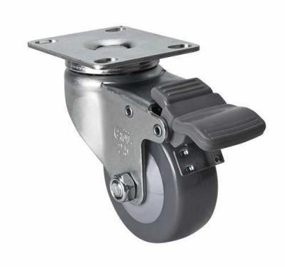中国 Edl ライト 70kg プレートブレーキ PU カスター 36225-74 2.5mm 厚さの袖ベアリング内 販売のため