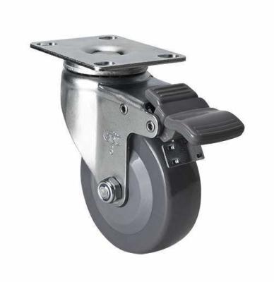 中国 75mm 直径 EDL 軽量 70kg プレートブレーキ PU カスター 3623-74 重作業機械用 販売のため