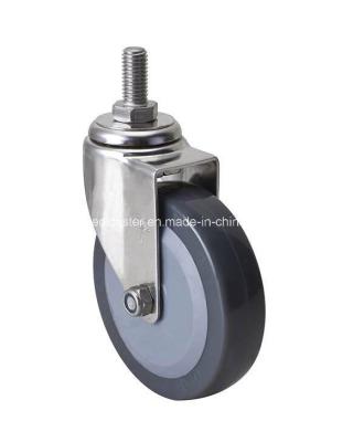 China 75 mm de diâmetro de aço inoxidável roscado giratório PU Caster S3433-74 para solicitação personalizada à venda