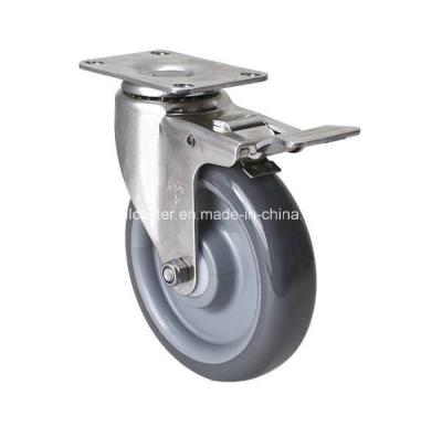 中国 110mm直径のステンレス鋼板 ブレーキPUキャスターS5425-75 工業機械用 販売のため