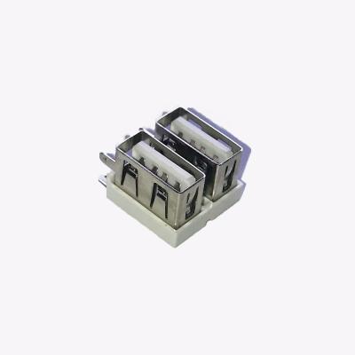 China The best double stack panel mount USB type A Female 180° DIP USB connector used for power adpters for sale