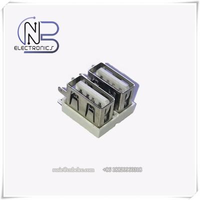 China High quality double stack panel mount USB type A Female 180° DIP USB connector used for power adpters for sale