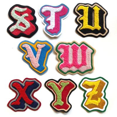 China 3D china factories heat press embroidered patches custom iron on embroidery patch letter for apparel for sale