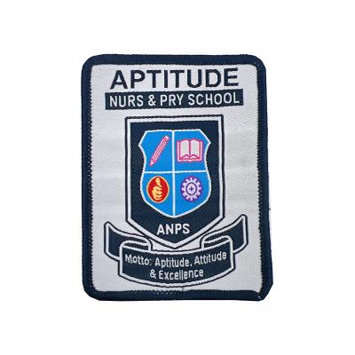 China OEM Factory Soft Custom School Uniform Woven Badge Design Fabric Patches for sale