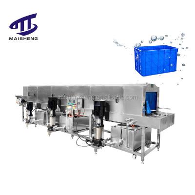 China Industrial High Pressure Water Stainless Steel 304 Tunnel Crate Washer Plastic Fish Tote Bin Washing Machine for sale