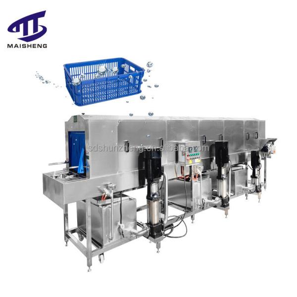 Quality Industrial Plastic Crates Washing Machine  304 Stainless Steel Tunnel Washer for Turnover Storage Box With Lid for sale