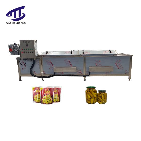 Quality Multi-functional Tunnel Pasteurizer Water Bath Packaged Pickled Cucumber Kimchi Pickles Pasteurizing and Cooling Line for sale