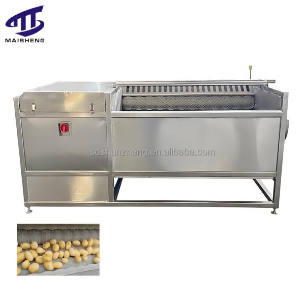 Quality Industrial Fruit and Vegetable Washing Machine Diamond Roller Yam Peeling Cleaning Equipment Brush Roller Washer Peeler for sale