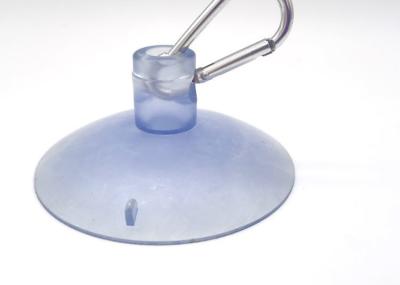 China 85 mm clear color  hole design with metal carabiner clip PVC plastic  suction cup for sale