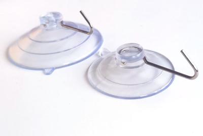 China Clear large high duty reuseable 45, 60 mm with metal hooks PVC plastic suction cup for sale