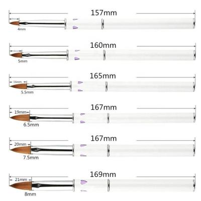 Cina Spazzola ovale 100% del chiodo di Art Brush White Metal Handle del chiodo del nero di #2~#24 Kolinsky in vendita