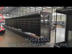 Porta de vidro do supermercado caminhada em exibição refrigerador frigorífico sala fria com refrigerante de freão