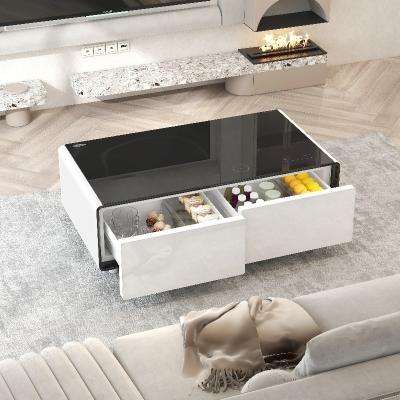 China Foldable Glass Top Side Table with Wireless Charging and Frozen Drawer 1295*705*460mm for sale