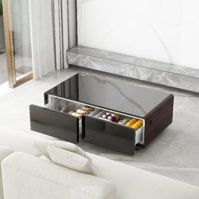 China Foldable Glass Top Side Table with Wireless Charging and Frozen Drawer 1295*705*460mm for sale